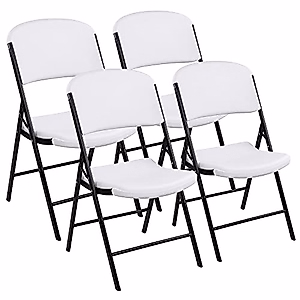 Signature Folding Plastic Chair with 500-Pound Capacity, White, 4-Pack