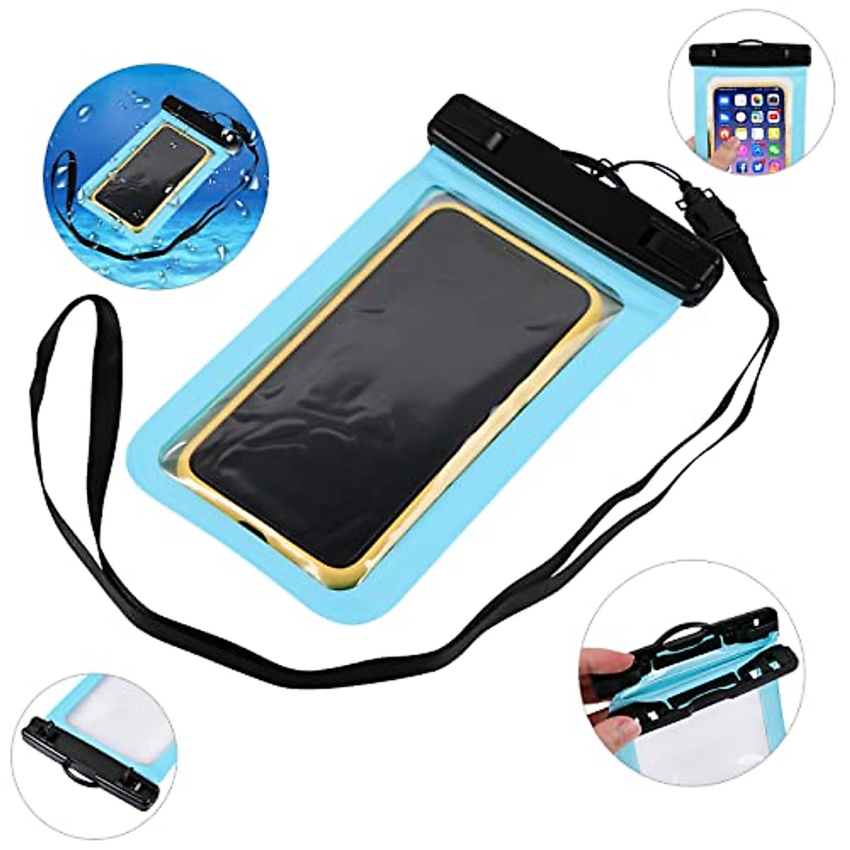 Harapu Universal Waterproof Phone Pouch Case Compatible for iPhone 13 12 11 Pro Max XS MAX XR X 8, Galaxy S21 S20 S11 S10 S8 S8+, Most Phone up to 6.5" Diagonal, Blue