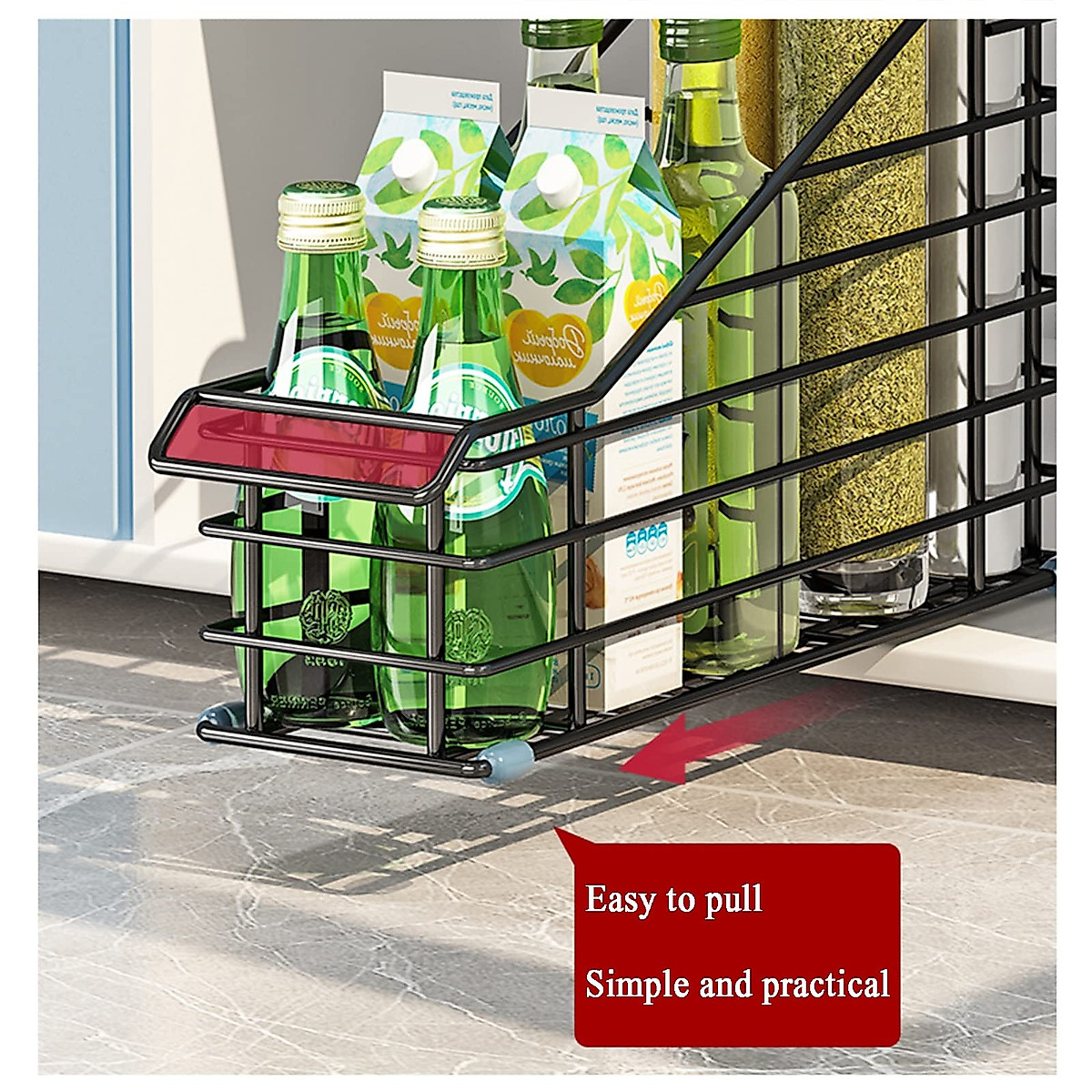 LEAYAN Under Sink Storage Cabinet Organizer Drawer, Multi-Purpose Under Kitchen Sink Organizers and Storage Upgraded Kitchen Cabinet Organizer Under Sink Rack Shelf, White 42x12x25cm