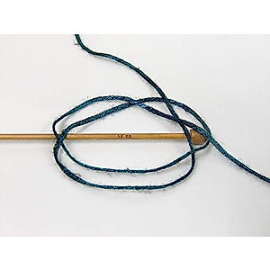 Glam Universe Metallic Shine Fuzzy Wool Nylon Blend Yarn 100 Grams, 250 Yards - Dark Aegean Blue, Black