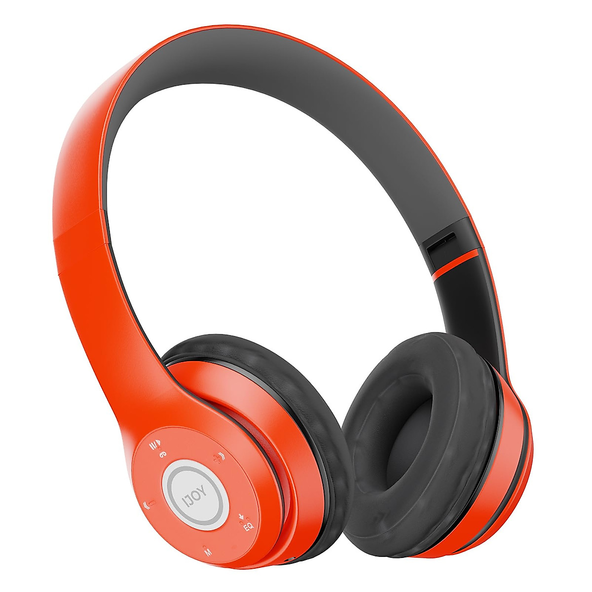 iJoy Wireless Over-Ear Bluetooth Headphones - Wireless and Wired Foldable Headset with Built-in Microphone, FM, Micro SD Card Slot, Touch Controls - Audifonos Auriculares Inalambricos (Red)