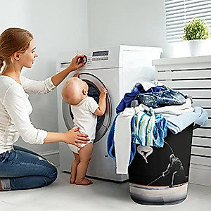 Fencing Sports Large Laundry Basket Hamper Bag Washing with Handles for College Dorm Portable