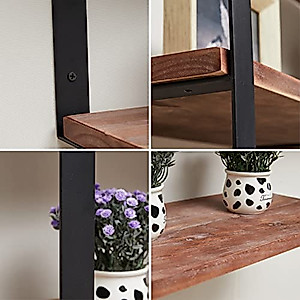 Industrial Shelves,3 Tier Brown Solid Wood Wall Mounted Tall Bookshelf,Open Shelf with Stable Black Metal Frame,Rustic Floating Storage Rack Suitable for Bedroom,Study,bar.ZHOYUEXIN