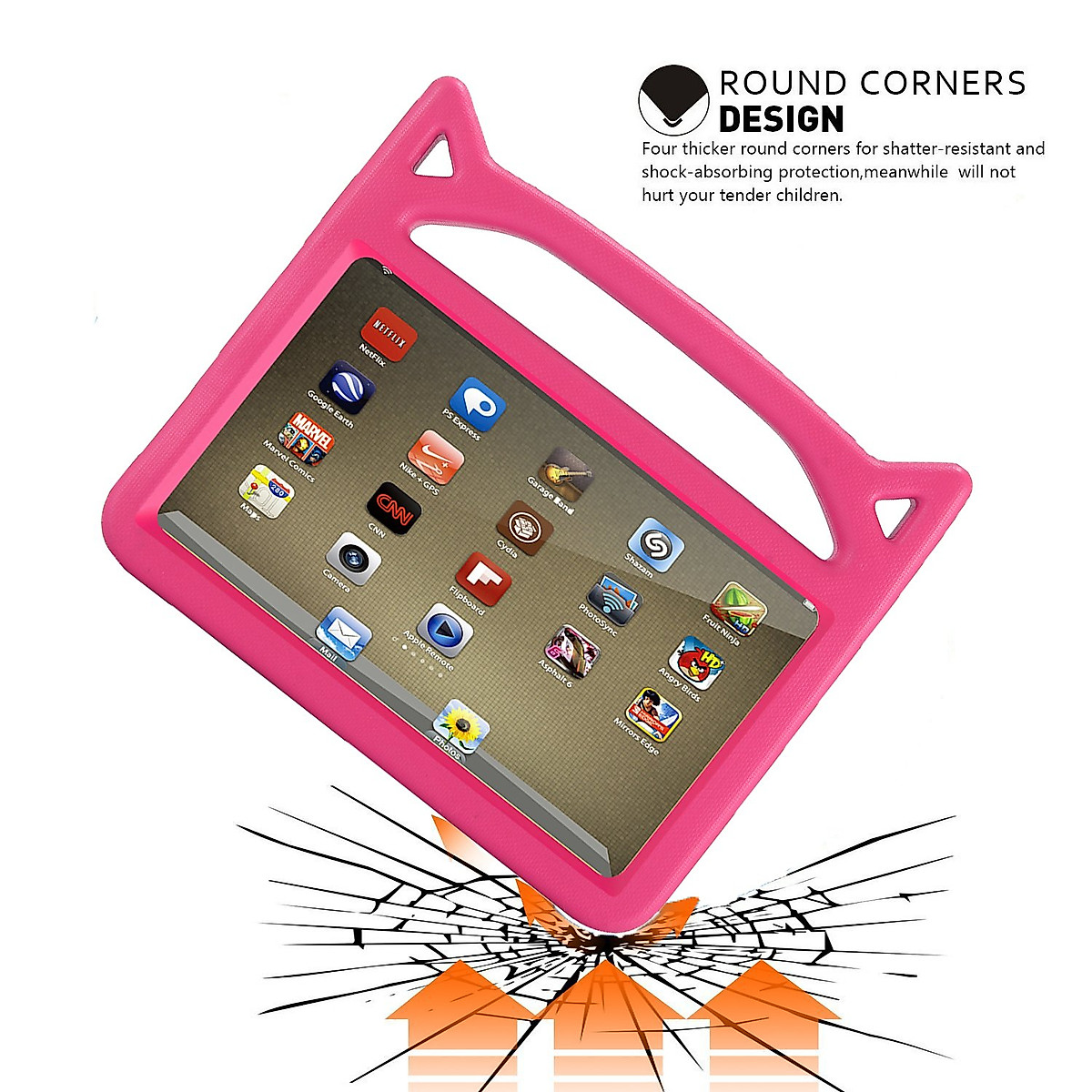 All-New Fire 7 2019 Case,Fire 7 Tablet Case,Riaour Kids Shock Proof Protective Cover Case for Amazon Fire 7 Tablets (Compatible with 5th Generation 2015/7th Generation 2017/9th Generation 2019) (Rose)