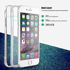 iPhone 6s Plus Case, Ansiwee Reinforced Frame Crystal Highly Durable Shock-Absorption Flexible Soft Rubber TPU Bumper Hybrid Protective Case for Apple iPhone 6s/6 Plus 5.5inch (Pearl White)