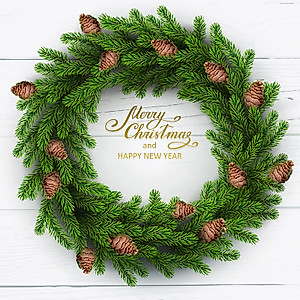 Watayo 8 Pcs Large Artificial Pine Needles Branches- 16" x 7" Christmas Fake Greenery Pine Picks with Pinecone- Faux Pine Leaves Sprigs for Christmas Garland Wreath & Home Garden Decoration