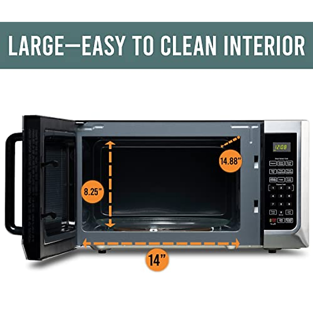 Farberware Countertop Microwave 1100 Watts, 1.3 cu ft - Microwave Oven With LED Lighting and Child Lock - Perfect for Apartments and Dorms - Easy Clean Stainless Steel