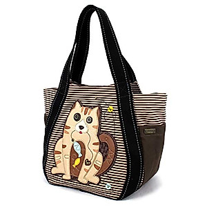 Chala Handbags Cat with Fish Gen II Carryall Zip Tote Cat Lover