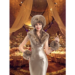 LA CARRIE Women's Faux Fur Collar Scarf Wrap Shawl Cold Winter Warmer(Raccoon)