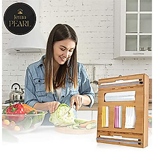 Jema Pearl Ziplock Bag Organizer Aluminum Foil and Plastic Wrap Dispenser with Cutter, 6 In 1 Baggie Organizer for Drawer Bundle with Paper Towel Holder
