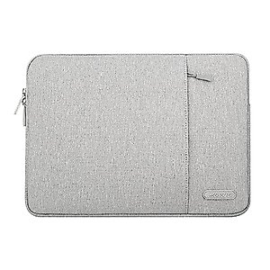 MOSISO Laptop Sleeve Bag Compatible with MacBook Air 15 inch M2 A2941 2023/Pro 15 A1990 A1707, 15 Surface Laptop 5/4/3,Dell XPS 15,HP Stream 14 inch, Polyester Vertical Case with Pocket, Gray
