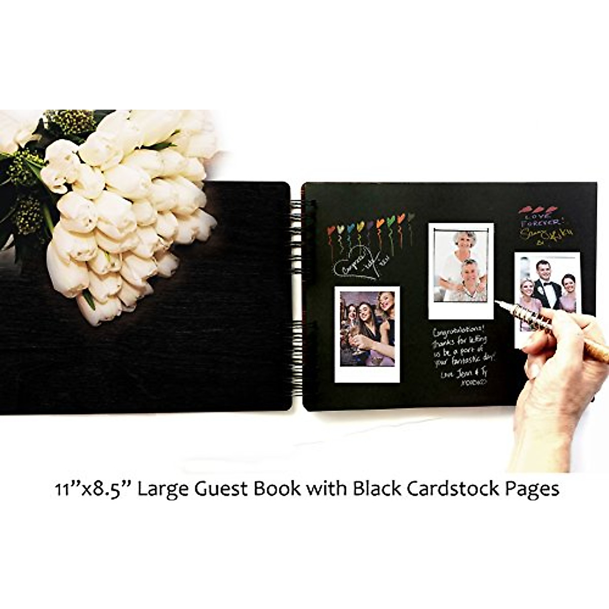 Graduation Wood Guest Book MADE IN USA (CUSTOMIZE PERSONALIZE Wood Engraving) Rustic Grad Gifts Photo Album Party Supplies Decorations Instant Photo Guest Book Congratulation Class of