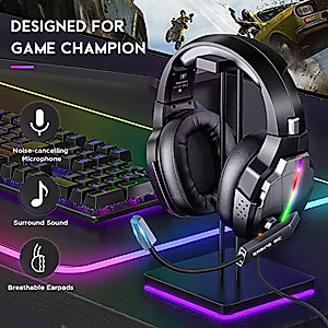 CamDive Gaming Headset for PS4 PS5 PC Xbox One, 3D Stereo Sound PS5 Headset, Noise-Cancelling Over Ear Gaming Headphones with Mic for Switch Laptop Mobile