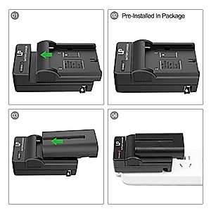 LP NP-F550 Battery Charger, Charger Compatible with Sony NP F970, F960, F770, F750, F570, F530, F330, CCD-SC55,TR516,TR716, TR818, TR910, TR917, CN160, CN-216 LED Light, Feelworld Field Monitor & More