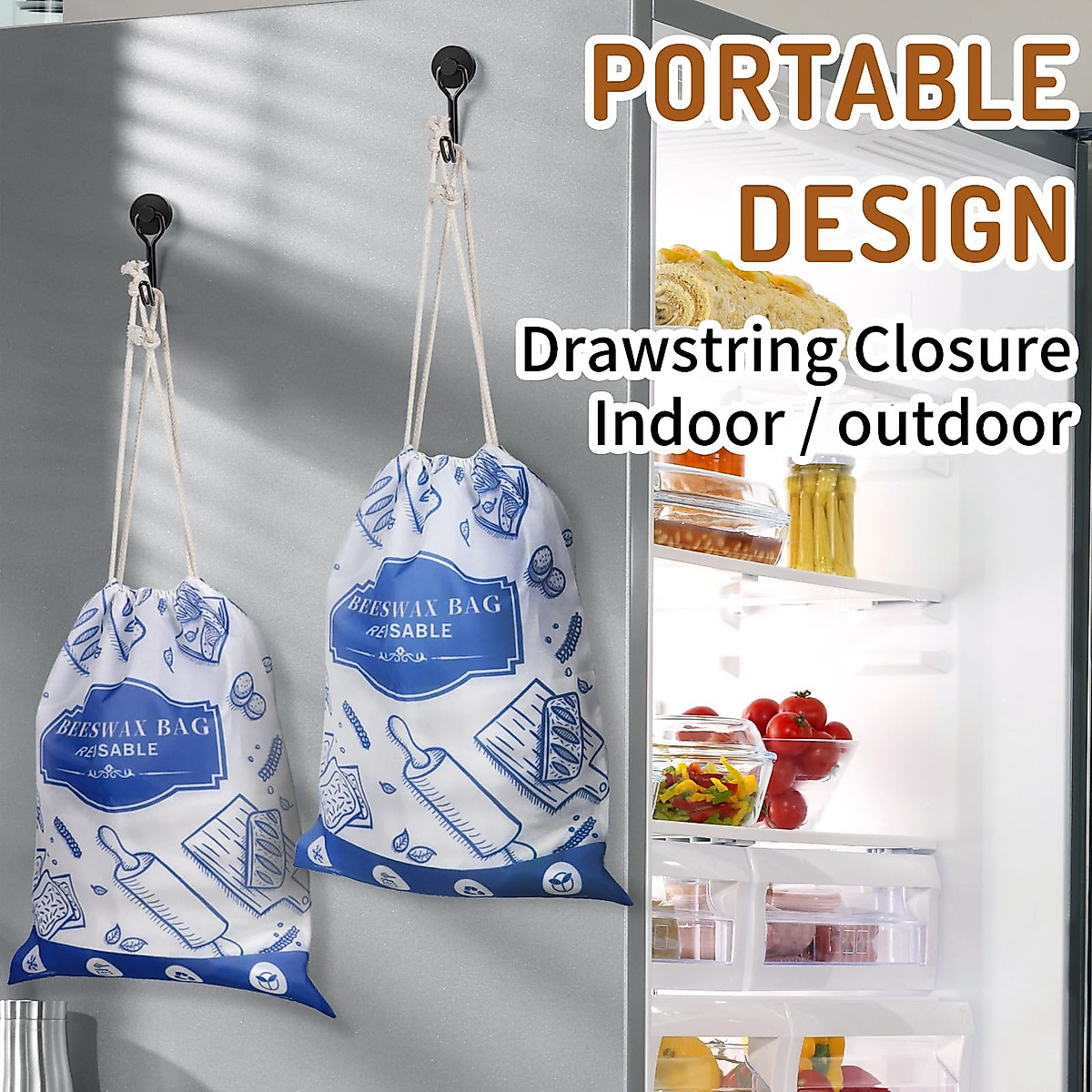 2-Pack Beeswax Bread Bags for Homemade Bread，Reusable Sourdough Storage Bags with Premium Beeswax Coating for Loafs Baguette Fresh Keeping,Great Homesteading Essentials and Baking Gifts.