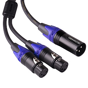 BEZOKABEL XLR Splitter, Balanced XLR Splitter Cable Male to 2 Female, XLR Y Splitter Cable 3-Pin - 1ft