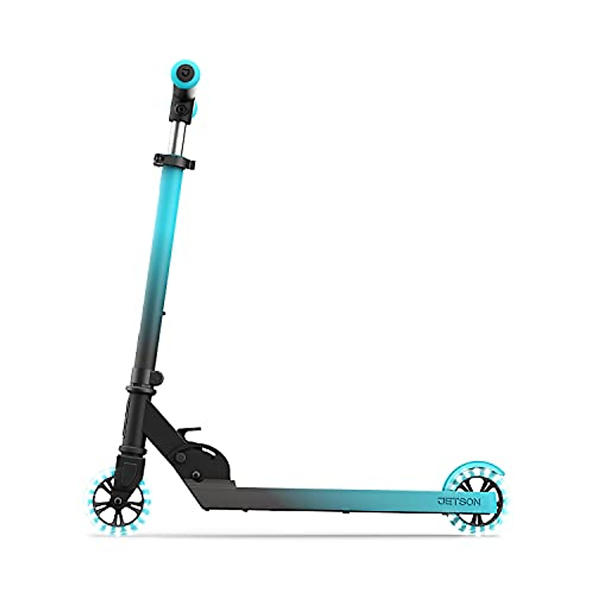 Jetson Scooters - Juno Kick Scooter (Blue) - Collapsible Portable Kids Push Scooter - Lightweight Folding Design with High Visibility RGB Light Up LEDs on Stem and Wheels