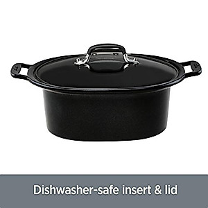 All-Clad SD700450 Programmable Oval-Shaped Slow Cooker with Black Ceramic Insert and Glass Lid, 6.5-Quart, Silver