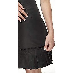 BeautyLove Cute Black Flirty Salon Apron Hair Stylist Nail Tech Dog Groomers Florist Barbers Large Zippers Pockets Flat Pleat Ruffle at the bottom and V Neck Stain Bleach Resistant Silky Polyester