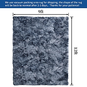 Modern Plush Area Rug 9x12, Ultra Soft Tie Dye Large Faux Fur Area Rug for Bedroom Living Room, Non-Skid Indoor Carpet for Kids Playroom Home Decor, Grey