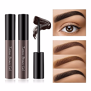 LOKFAR 2 Pcs Peel Off Tattoo Eyebrow Gel, Natural Eye-brow Gel Long-Lasting Waterproof Eyebrow Peel Off Tattoo Brow Tattoo Makeup, Eyebrow Tattoo Peel Off for All Types of Eyebrows (Gray Brown)