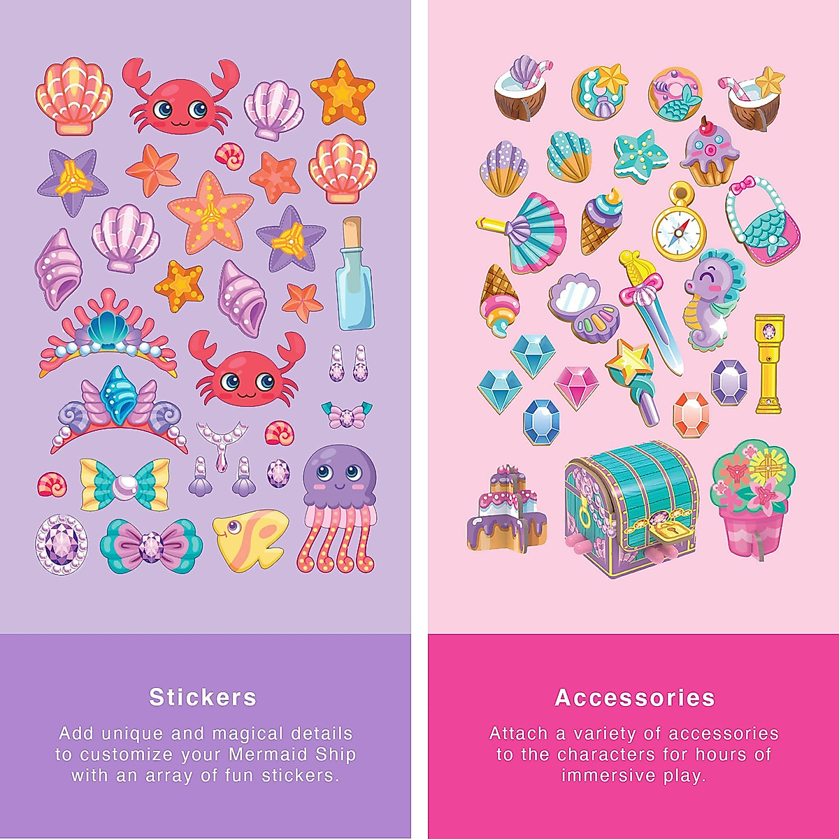 PINXIES Marvelous Mermaid Ship | Build-Your-Own Magical Boat Play Set, Kids 3D Puzzle Toy - STEM Girl Toys Ages 6-7 and Up