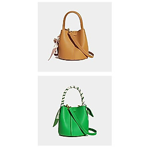 Leather Texture Bucket Bag Ladies Tote Bag Large Capacity Cross-Body Cabbage Basket Bag green