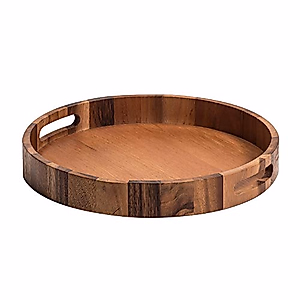 Kalmar Home Round Serving Tray | Charcuterie Board | Acacia Wood | Environmentally Friendly | 15 in