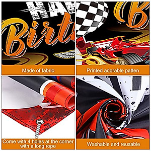 Car Racing Happy Birthday Backdrop Car Themed Birthday Party Decorations Racing Party Photo Background Racing Theme Party Supplies for Birthday Party Photography Decor, 72.8 x 43.3 Inches