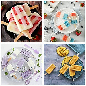 Waybesty Popsicles molds, 12 Pieces Silicone Popsicle Maker Molds Food Grade Ice Pop Mold for ice cream 50 popsicle sticks 50 popsicle bag (12 Cavities, Blue)