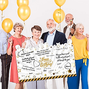 Large Greeting Card 25 x 16 inch Giant Guest Book Jumbo Birthday Card Big Happy Birthday Card Oversize Plastic Custom Card for Women Men Party Decorations (Birthday Theme)