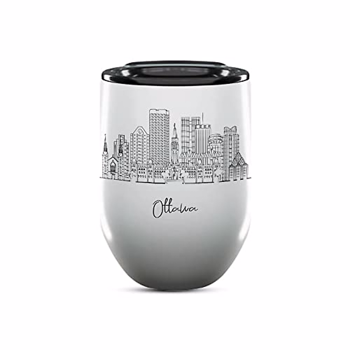 Ottawa Ontario Gifts and Souvenirs - 12 Oz Insulated Wine Tumbler with Lid - Ottawa College Graduation Gifts - Unique Drinkware - Canada Long Distance Gifts for Her & Homesick Student Gifts