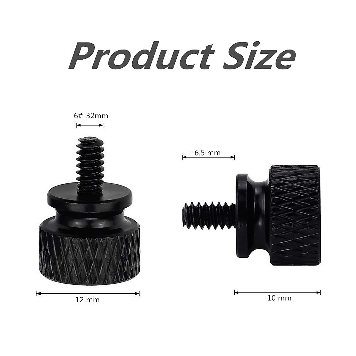 YATENG 10-pcs Anodized Aluminum Computer Case Thumbscrews (6-32 Thread) for Computer Cover / Power Supply / PCI Slots / Hard Drives DIY Personality Modification & beautification (Black)