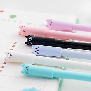 sencoo 12 pack Erasable Black Gel Pens Girl Cute Pens Kawaii Cat Pens Students Stationery Erasable Gel Pens Childern Gift