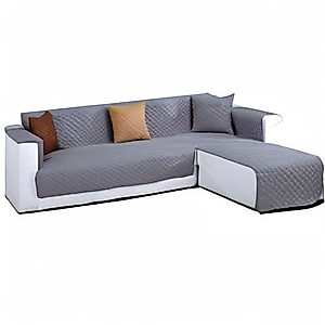 JIABOLANG Double Side L Shape Couch Cover Sectional Sofa Covers Set Chaise Couch Cover Slip Covers for Sofas Couches Sectional Furniture Protector Cover (Medium,Grey)
