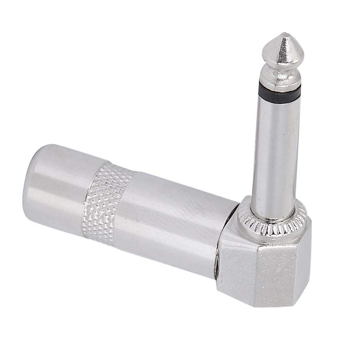 5pcs Right Angle Mono Phone Plug,90 Degree 6.35mm (1/4 Inch) L-Shape Guitar Audio Jack Connector Microphone Cable Terminal