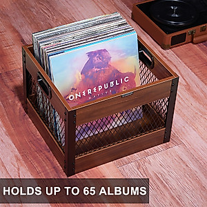 X-cosrack 2 Packs Vinyl Record Storage Crate, Wooden LP Album Shelf Cube Organizer Box