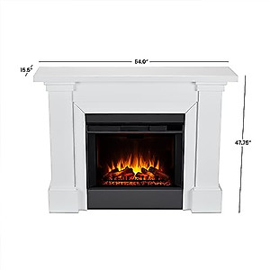 Real Flame Manus 64" Grand Electric Fireplace, Free-Standing with Mantel & Real Wood Finish - 6 Flame Colors, 5 Brightness Levels