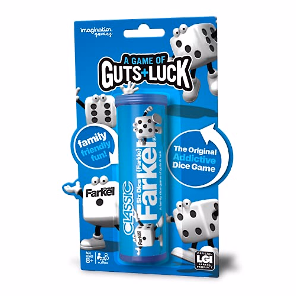 Imagination Gaming FARKEL Dice Tube, The Classic Addictive Game of Guts & Luck, Family-Friendly Fun, Game Night Entertainment, 6 Farkel Dice, Rules, Farkle, Players 2+, Ages 8+