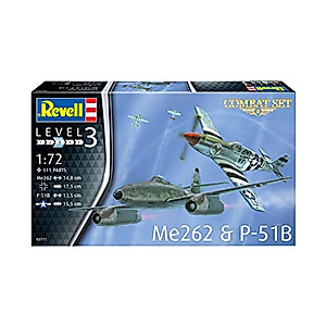 Revell RV03711 03711 Combat Set Me262 & P-51B Mustang Plastic Model kit 1:72 Scale, Unpainted