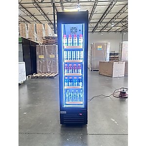 NAFCOOL Commercial Beverage Refrigerator Display Fridge,Slim Single Glass Door Merchandiser Drink Cooler with LED Light Adjustable Shelves,ETL and NSF Approval,6 Cu Ft,16.15" Wide