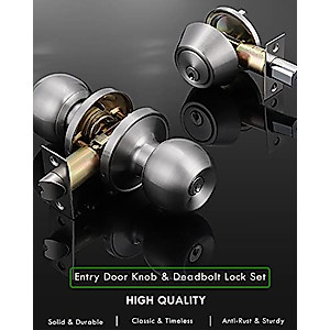 home improvement direct 4 Pack Keyed Alike Entry Door Knobs and Single Cylinder Deadbolt Lock Combo Set Security for Entrance and Front Door with Classic Satin Nickel Finish