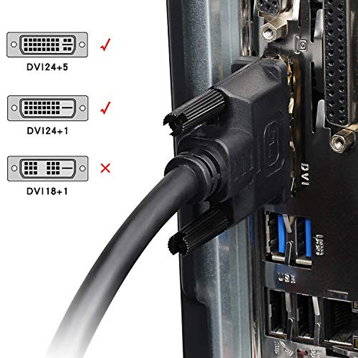 A-technology- DVI Cable 40ft Dual Link 24+1 Male to Male Digital Video Cable Gold Plated with Ferrite Core Support 2560x1600,144Hz for Gaming, DVD, Laptop, HDTV and Projector.