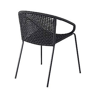 ARMEN LIVING LCSNSIBL Snack Indoor Outdoor Stackable Steel Dining Chair with Black Rope-Set of 2