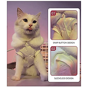 Cat Winter Coat, Pet Cold Weather Clothes with Fur Collar for Small Puppy Dog Clothes Cat Puppy Kitten Clothes M