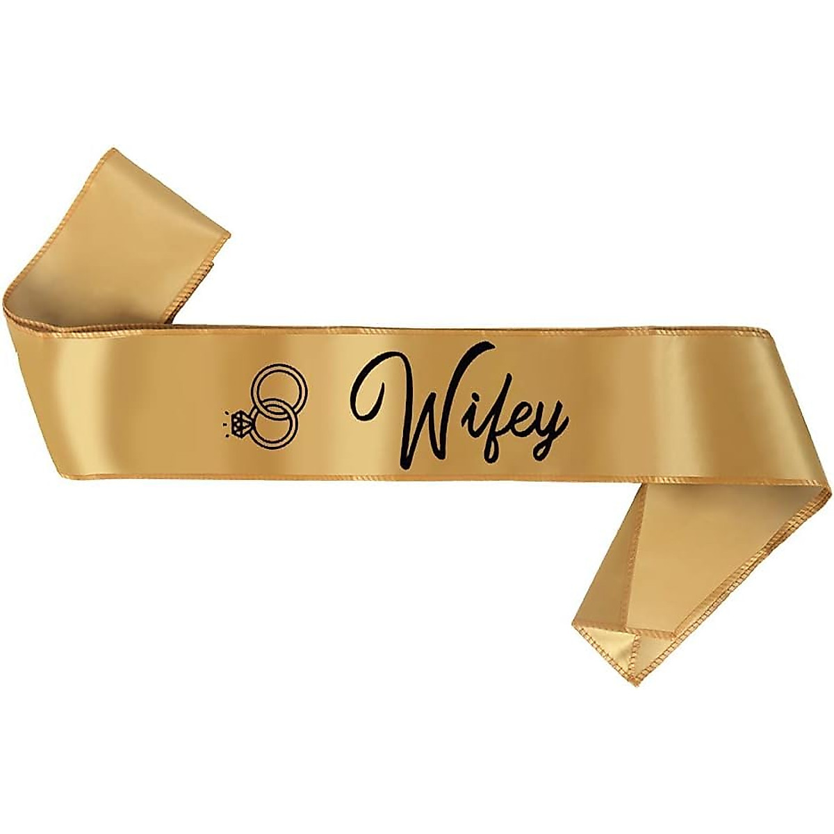 "Wifey" Sash Beige with Black Lettering & Cute Ring Image, Bride To Be Bachelorette Party Sash Bridal Shower Hen Decorations Party Favors Accessories, Funny Women Gifts engagement bridal shower