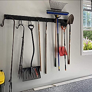 Ultrawall 13 PCS Tool Storage Rack, 64 Inches Adjustable Garage Organization Wall Mounted Storage System with 9 Hooks, Heavy Duty Steel Garden Tool Organizer Wall Holders