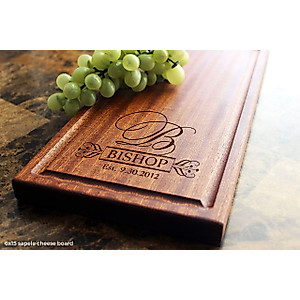 Straga Handmade Cheeseboard Personalized Fancy Initial Design #203-Wedding & Anniversary Gift for Couples-Housewarming & New Home Closing Present- Appreciation-Award-Gift for Parents-Wife-Husband