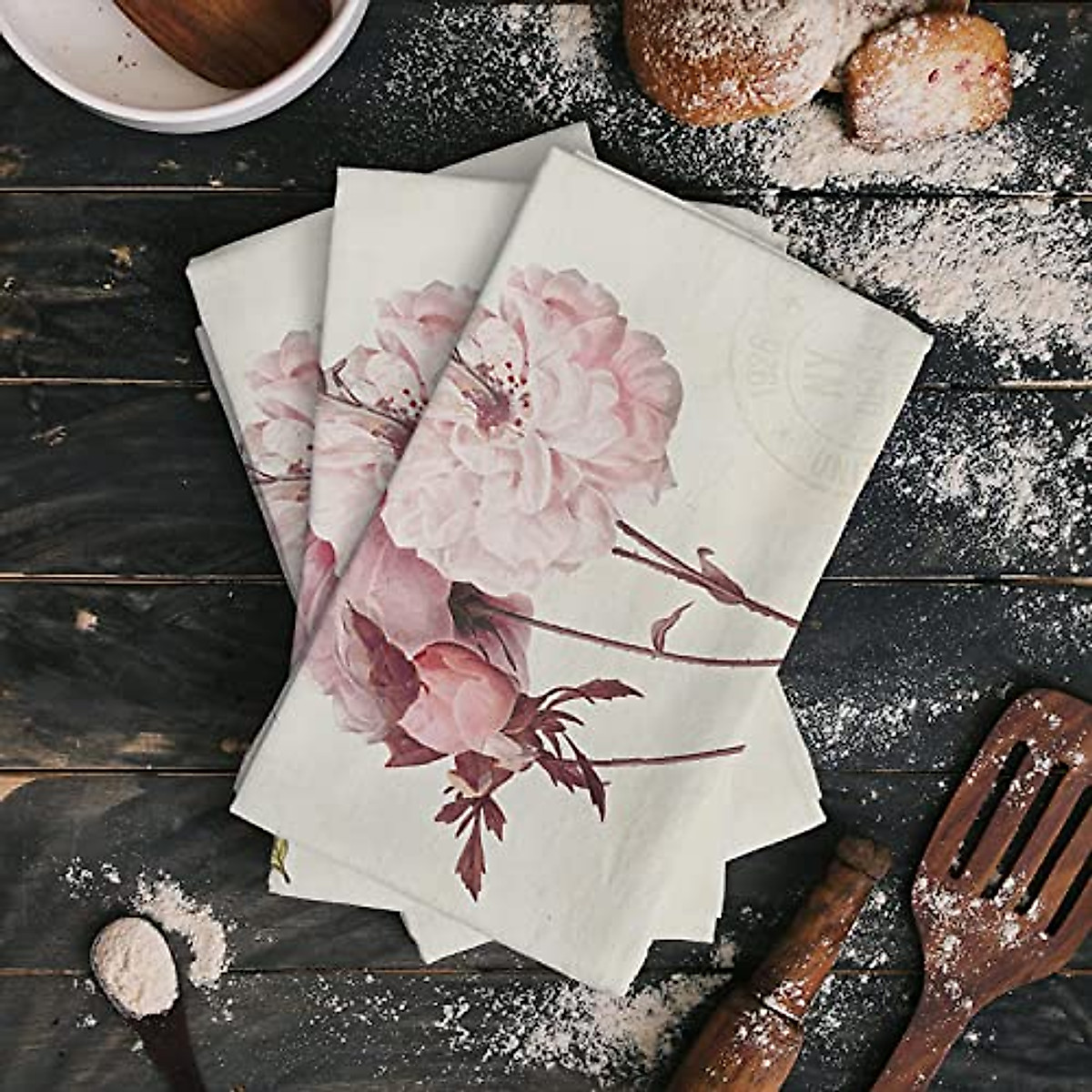 Big buy store Kitchen Towels Set of 2 Floral with Leaves Dish Towels and Dishcloths Sets Decorative Tea Towel Rustic Butterfly Absorbent Hand Towels for Kitchen Drying Bathroom Decor Gift 18x28 Inch