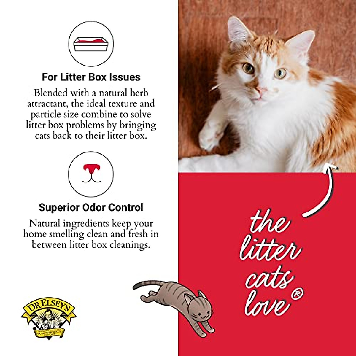 Dr. Elsey's Premium Clumping Cat Litter - Cat Attract - 99% Dust-Free, Low Tracking, Hard Clumping, Superior Odor Control, Natural Herbal Attractant, Unscented & Natural Ingredients, 40 lb